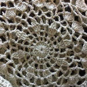 None | Sweaters | Light Sage Green Crocheted Open Weave Cardigan L ...